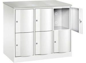 4064615390259 - Schließfachschrank Resisto 3 Abteile 6 Fächer B 1148 x T 640 x H 1077 mm Verkehrsweiß
