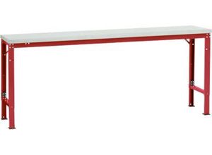 4045916138337 - AU71113003 Arbeits-Grundtisch UNIVERSAL Spezial mit Melaminplatte BxTxH = 2000 x 800 x 722-1022 mm Rubin-Rot