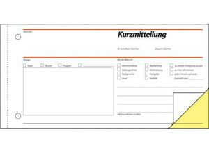 4004360910432 - - Kurzmitteilung 1 3 din A4 quer selbstdurchschreibend 1 Durchschlag 2 x 40 Bl