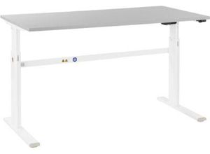 4251898808285 - Select Schreibtisch elektrisch höhenverstellbar Rechteck C-Fuß B 1600 x T 800 x H 725-1185 mm lichtgrau weiß