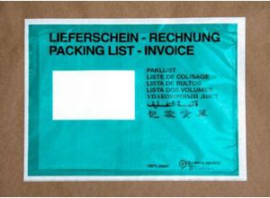 4251898800135 - Papier-Dokumententasche Lieferscheintasche SecurePack C5 Fenster links mit Aufdruck selbstklebend 100 % recycelbares Pergaminpapier grün 250 Stück