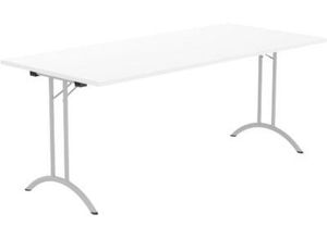 8697837516631 - Select Klapptisch Rechteck Doppel-T-Fußgestell Spezial-Klappbeschlag & Bodenausgleich B 1800 x T 800 x H 720 mm weiß alusilber