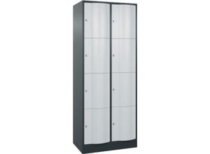 4065714451193 - Schließfachschrank Resisto 2 Abteile 8 Fächer B 772 x T 540 x H 1950 mm Lichtgrau Anthrazitgrau