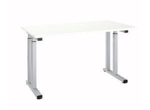 4251898813425 - Schreibtisch Set Up Rechteck C-Fuß B 1300 x T 650 x H 685-820 mm weiß weißaluminium