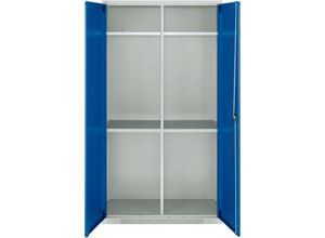 4051273792341 - Genius Reinigungsmittelschrank FS modular indivuduell erweiterbar Mittelwand 4 Fachböden bis 450 kg B 1055 x T 520 x H 1950 mm lichtgrau enzianblau