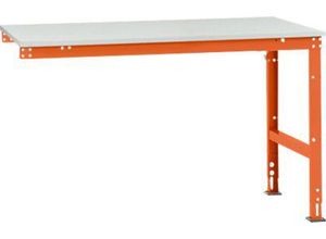 4045916072310 - AU60612001 Arbeits-Anbautisch UNIVERSAL Standard mit Melaminplatte BxTxH = 1500 x 1000 x 760-870 mm Rotorange (RAL 2001)