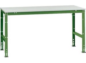 4045916078855 - AU40976011 Arbeits-Grundtisch UNIVERSAL Standard mit Kunststoffplatte BxTxH = 1750x1000x760-870 mm Resedagrün (RAL 6011)
