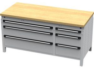 4024733015359 - Otto Kind Breitfachwerkbank Typ 430 Buche Multiplexplatte bündig bis 1400 kg B 1697 x T 750 x H 850 mm Stahl Zentralverschluss weißaluminium weißaluminium