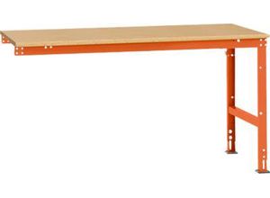 4045916105209 - AU60952001 Arbeits-Anbautisch UNIVERSAL Standard mit Multiplexplatte BxTxH = 1750 x 1000 x 760-870 mm Rotorange (RAL 2001)