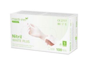 4250478435712 - Einmalhandschuhe Medi-Inn® PS Nitril White Plus für links rechts puderfrei nicht steril allergikergeeignet Größe S Nitril weiß 100 Stück