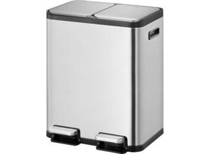 8713631192014 - EKO Treteimer EcoCasa Edelstahl gebürstet fingerabdrucksicher 2 x 30 Liter gedämpfte Deckel B 530 x T 372 x H 665 mm silber