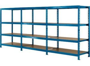 4260532289632 - Komplettangebot Weitspann-Steckregal 600 B 4650 x T 600 x H 2400 mm 1 Grundregal 2 Anbauregale & 12 Böden Stahl himmelblau RAL 5015