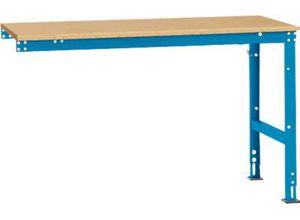 4045916104912 - AU60555012 Arbeits-Anbautisch UNIVERSAL Standard mit Multiplexplatte BxTxH = 1500 x 800 x 760-870 mm Licht-Blau (RAL 5012)