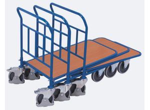 4035694003408 - C+C Wagen Stahl MDF-Platte Enzianblau Buche-Dekor L 1030 x B 700 mm mit Längsstreben TPE-Rollen mit Feststellbremse bis 500 kg