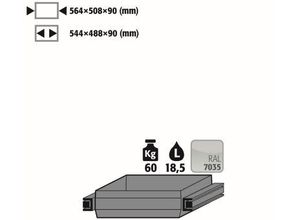 4250101138324 - Auszugswanne Standard für asecos Sicherheitsschränke der Q30 Q90 und S90 Serie Stahlblech lichtgrau B 564 x T 508 x H 90 mm 19 l bis 60 kg