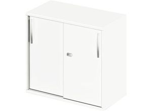 4251898805475 - Select Ansatz- Aufsatz-Schiebetürenschrank LOGIN 2 Ordnerhöhen B 800 x T 420 x H 726 mm weiß weiß