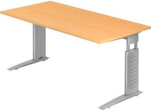 4032062140888 - HAMMERBACHER US16 höhenverstellbarer Schreibtisch buche rechteckig C-Fuß-Gestell silber 1600 x 800 cm