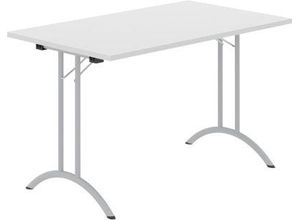 8697837515405 - Select Klapptisch Rechteck Doppel-T-Fußgestell Spezial-Klappbeschlag & Bodenausgleich B 1200 x T 700 x H 720 mm lichtgrau alusilber
