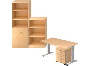 4032062283295 - Komplettangebot Schreibtisch Container Regalschrank Regal ULM Ahorn-Dekor