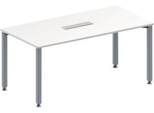 4251898816389 - Genius Konferenztisch MODENA FLEX 6-fach Anschluss Rechteck 4-Fuß Quadratrohr B 1600 x T 800 x H 720-840 mm weiß weißalu