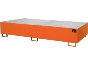 4052462030886 - eurokraft pro Regal-Bodenwanne 1000 l Auffangvolumen LxBxH 2650 x 1300 x 435 mm mit Gitterrost orange lackiert
