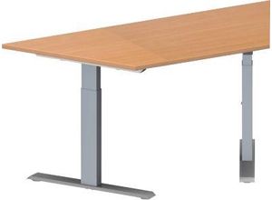 4251898815313 - Genius Konferenztisch MODENA FLEX Trapez T-Fuß Rechteckrohr B 1600 x T 800 x H 650-850 mm Buche weißaluminium RAL 9006