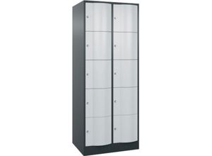 4066681234475 - Schließfachschrank Resisto 2 Abteile 10 Fächer B 772 x T 640 x H 1950 mm Anthrazitgrau Lichtgrau