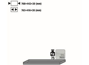 4250101138935 - Fachboden Standard für asecos Sicherheitsschränke der UB90 Serie Stahlblech lichtgrau B 768 x T 422 x H 20 mm bis 30 kg
