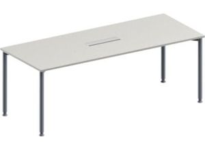 4251898815818 - Genius Konferenztisch MODENA FLEX 6-fach Anschluss Rechteck 4-Fuß Rundrohr B 2000 x T 800 x H 720-840 mm lichtgrau weißalu