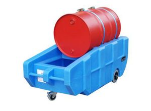 4052462048782 - Fahrbarre Polyethylen-Auffangwanne BxTxH 740x1600x640 mm blau Lagerung uTransport 200-l-Fass Auffangvolumen 230 l Gewicht 44 kg Traglast 300 kg