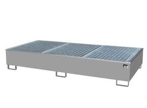 4052462000728 - Auffangwanne BAUER AW 1000-2 PE mit Gitterrost 2x 1000 l IBC B 2665 x T 1315 x H 440 mm grau