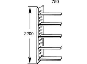 4044917181403 - Design-Regal M2 Regalfeld BXHxT 1000x2200x600mm 5 Böden alusi