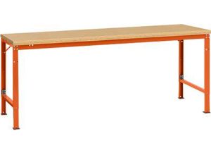 4045916460513 - AU71252001 Arbeits-Grundtisch UNIVERSAL Spezial mit Multiplexplatte BxTxH = 2000 x 1000 x 722-1022 mm Rotorange (RAL 2001)