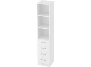 4032062032299 - Regal 5 OH 2 Böden 4 Schubladen Metall-Teleskopauszug B 406 mm weiß weiß