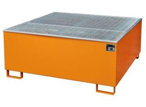 4052462000629 - Auffangwanne BAUER AW 1000 PE mit Gitterrost 1000 l IBC B 1475 x T 1475 x H 625 mm orange