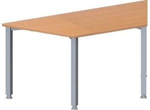4251898814613 - Genius Konferenztisch MODENA FLEX Trapez 4-Fuß Quadratrohr B 1600 x T 800 x H 720-840 mm Buche weißaluminium RAL 9006