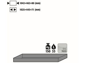 4250101138133 - Wannenboden Standard für asecos Sicherheitsschränke der Q30 Q90 und S90 Serie Stahlblech lichtgrau B 1042 x T 462 x H 80 mm 33 l bis 150 kg