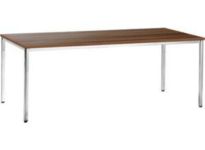 8697837510530 - Konferenztisch bis 6 Personen Rechteck 4-Fuß Quadratrohr B 2000 x T 800 x H 720 mm Walnuss chromsilber