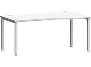 4250510842218 - Schreibtisch MODENA FLEX Freiform Ansatz rechts 4-Fuß Quadratrohr B 1800 x T 1000 800 x H 720-820 mm lichtgrau weißaluminium