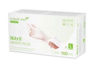 4250478435750 - Einmalhandschuhe Medi-Inn® PS Nitril White Plus für links rechts puderfrei nicht steril allergikergeeignet Größe L Nitril weiß 100 Stück