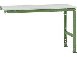 4045916072266 - AU60516011 Arbeits-Anbautisch UNIVERSAL Standard mit Melaminplatte BxTxH = 1500 x 800 x 760-870 mm Resedagrün (RAL 6011)