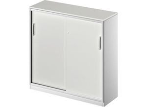 4051273739940 - Genius Schiebetürenschrank TETRIS SOLID 3 OH 2 Fachböden B 1200 mm 19 mm Abdeckplatte lichtgrau weißalu