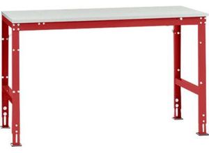 4045916078336 - AU40573003 Arbeits-Grundtisch UNIVERSAL Standard mit Kunststoffplatte BxTxH = 1500x800x760-870 mm Rubin-Rot