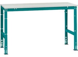 4045916070132 - AU40515021 Arbeits-Grundtisch UNIVERSAL Standard mit Melaminplatte BxTxH = 1500 x 800 x 760-870 mm Wasserblau