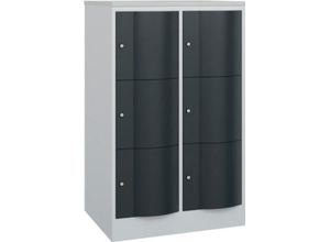 4066681282056 - Schließfachschrank Resisto 2 Abteile 6 Fächer B 772 x T 640 x H 1255 mm Anthrazitgrau Lichtgrau
