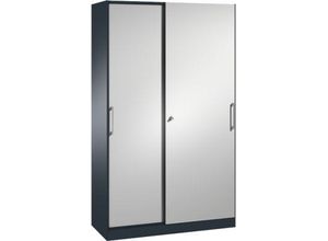 4055404711058 - C+P Schiebetürenschrank Asisto H1980xB1200xT435mm Korpus Schwarzgrau Fronten Weißaluminium Anzahl Fächer 4