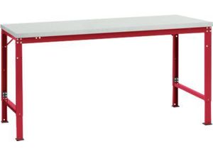 4045916138115 - AU70913003 Arbeits-Grundtisch UNIVERSAL Spezial mit Melaminplatte BxTxH = 1750 x 1000 x 722-1022 mm Rubin-Rot