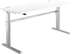 4250510872345 - Schreibtisch Standard elektrisch höhenverstellbar Rechteck C-Fuß B 1800 x T 800 x H 725-1185 mm weiß weißaluminium RAL 9006