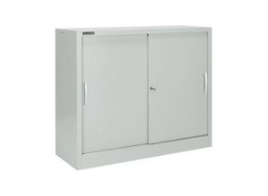 4051273516510 - Select Schiebetürenschrank MS iCONOMY Stahl 3 Ordnerhöhen B 1200 x T 400 x H 1215 mm lichtgrau RAL 7035