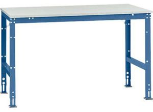 4045916070217 - AU40615007 Arbeits-Grundtisch UNIVERSAL Standard mit Melaminplatte BxTxH = 1500 x 1000 x 760-870 mm Brillantblau (RAL 5007)